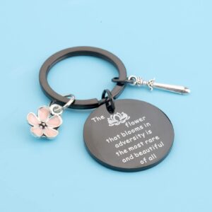 Princess Inspired Cuff Bracelet Keychain The Flower That Blooms in Adversity Jewelry Gift for Her (keychain black)