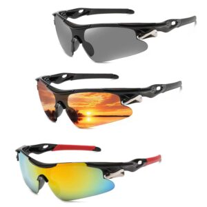 hplrzxi 3 pairs of sports sunglasses cycling sunglasses for men women youth baseball cycling fishing motorcycle running golf, uv protection.