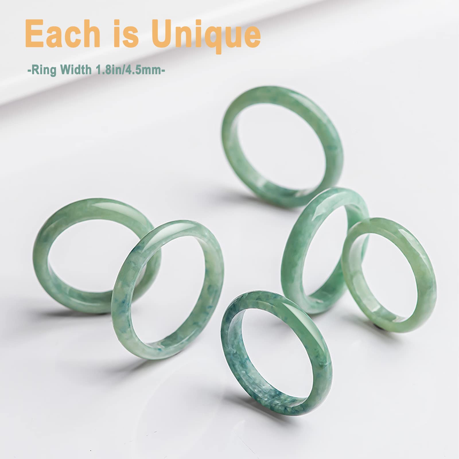 BJIMIDTI 100% Genuine Jade Rings Bands(Size:7), Burma Natural Green Jade Rings Jewelry Gift