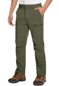 magcomsen mens travel pants quick dry water resistant pants men stretchy cargo pants for men summer hiking pants army green