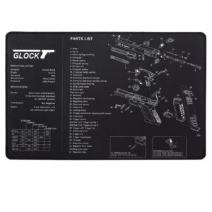 wechoice gun cleaning mat compatible for glock, gun mat 11" x 17", non-slip/ruggedized stitched edge pistol gun cleaning mats, black