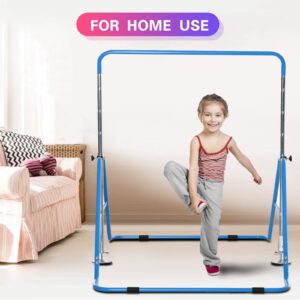 Phagatt Adjustable Height Gymnastics Horizontal Bars Children Folding Monkey Bars Child Gym Climbing Tower Kip Balance Bar (Blue)