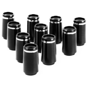 The Golfer's Workshop .355 Taper Tip Collared Golf Club Ferrules - Pack of 10 - Black with Silver Ring - Centering Design for Enhanced Shaft Stability, Fits .355" Steel & Graphite Shafts