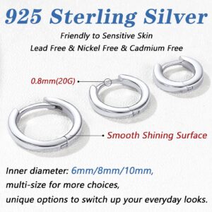 Male Hoop Earrings 8mm Small Cool Hoops Sterling Silver Huggie Sleeping Ear Accessories