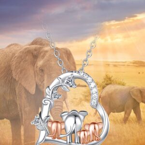 CELESTIA Sterling Silver Elephant Necklace for Women Mother and Daughter Elephant Pendant Jewelry Elephant Gifts for Women Bonus Mom Grandma Wife Aunt