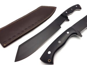 nooraki mk-353 handmade fixed blade machete knife, multi use axe machete knife, camping knife, hunting knife, bushcraft knife, full tang handle 17 inches with hand stitched leather sheath