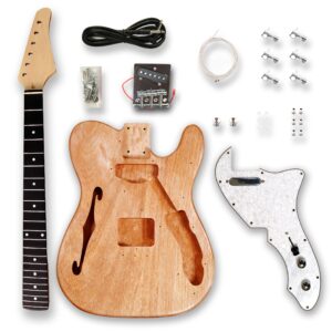 bexgears diy semi hollow body electric guitar kit guitar kits beginner kits okoume body maple neck chrome hardware right handed build your own guitar