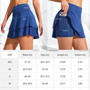 Women's Pleated Tennis Skirts with 4 Pockets Athletic Golf Skorts Skirts for Women High Waisted Layered Skirts with Shorts for Workout Running (Purple, Small)