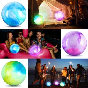 Hungdao 3 Pcs 12 in 15 in 18 in Glow in The Dark Marbleized Bouncy Balls Pool Toys Beach Ball Swimming Pool Balls Inflatable Ball Indoor Outdoor for Playground School(12 Inch)