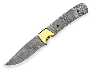 custom handmade damascus steel blank blade for knife making with brass bolster model hb 02