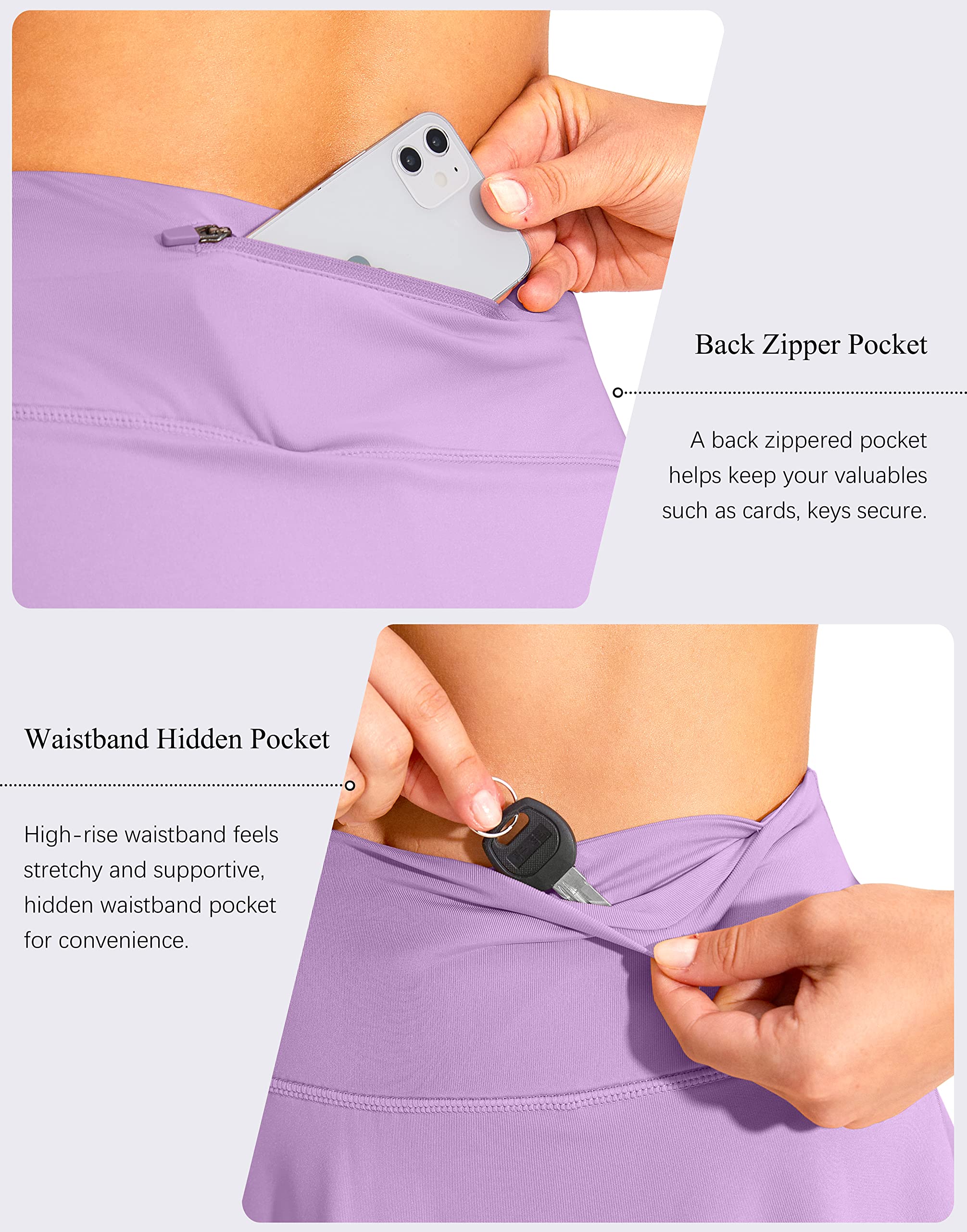 Women's Pleated Tennis Skirts with 4 Pockets Athletic Golf Skorts Skirts for Women High Waisted Layered Skirts with Shorts for Workout Running (Purple, Small)