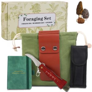 foxyoo mushroom foraging kit – includes foraging bag, mushroom knife with brush for mushroom hunting, collecting