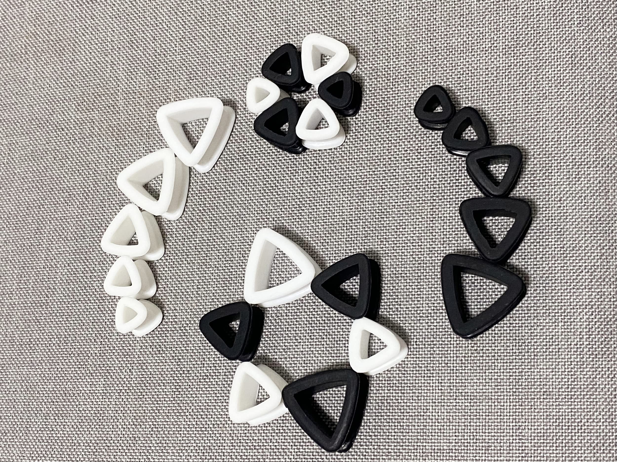 Black and White Triangle Silicone Flexible Double Flared Geometric Ear Tunnels and Plugs Punk Style Hollow Ear Piercing Gauge Expander Stretching Tunnels Comfortable Soft Sleeper Ear Plugs 2 Pairs