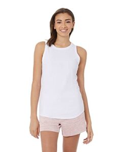 32 degrees cool women's soft rib high neck comfort everyday tank, white, xx-large