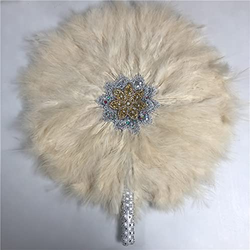 Feather Hand Fan Handmade Luxurious Dance Lace Feather Fans for Wedding Party Gift Wedding Decor Abanicos para Boda