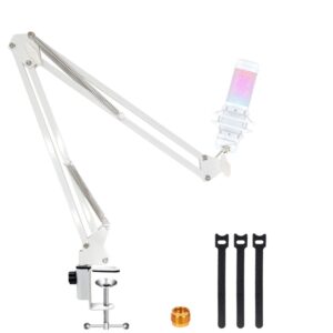 white boom arm for hyperx quadcast s, professional adjustable white mic boom arm, white stand compatible with hyperx quadcast white microphone by yuzuhome