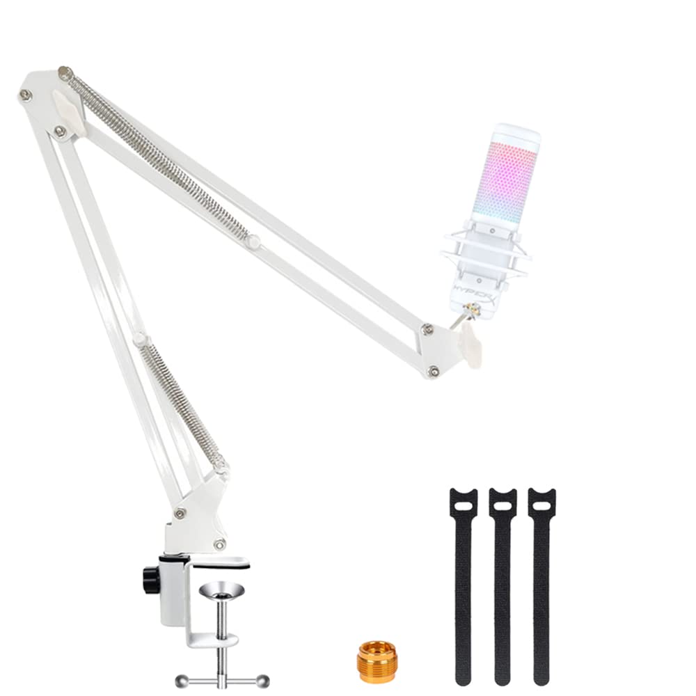 White Boom Arm for Hyperx Quadcast S, Professional Adjustable White Mic Boom Arm, White Stand Compatible With Hyperx Quadcast White Microphone By YUZUHOME