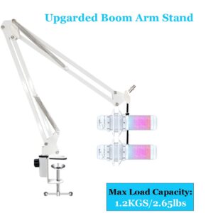 White Boom Arm for Hyperx Quadcast S, Professional Adjustable White Mic Boom Arm, White Stand Compatible With Hyperx Quadcast White Microphone By YUZUHOME