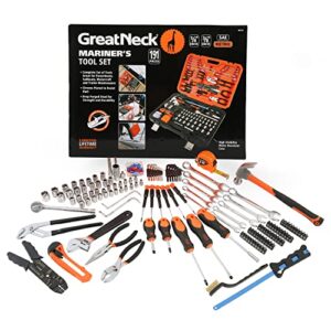 greatneck ms191 191-piece tool kit, boat accessories marine tools set, rust resistant hand tools water resistant storage case