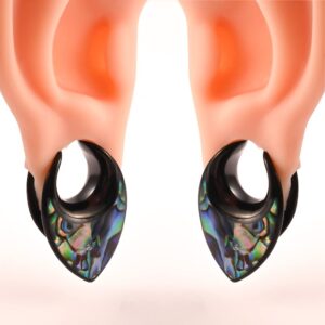 DOEARKO 2PCS Ear Gauges Fashion Conch Shell Saddle Ear Plugs Body Piercing Tunnels 316 Stainless Steel Hypoallergenic Earrings Plugs for Ears Expander Body Jewelry (25mm(1"), Black-Colorful)