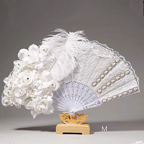 Feather Hand Fans for Wedding Handmade Wedding DIY Fan Lace Ladies for Dance Wedding Decoration DIY Hand Fan Abanicos para Boda