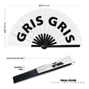 Gris gris Hand Fan Foldable Bamboo Circuit Rave Hand Fans Slang Words Fan Outfit Party Gear Gifts Music Festival Rave Accessories (White)