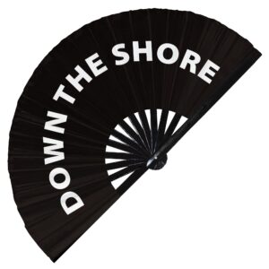 down the shore hand fan foldable bamboo circuit rave hand fans slang words fan outfit party gear gifts music festival rave accessories (black)