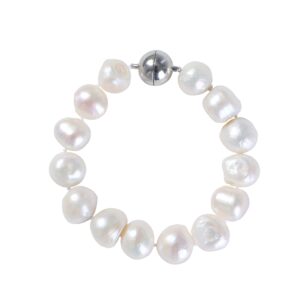 nw white baroque natural freshwater pearl bracelet (white, 8.2 inch)