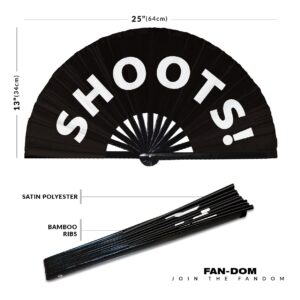 Shoots! Hand Fan Foldable Bamboo Circuit Rave Hand Fans Hawaiian Slang Words Fan Outfit Party Gear Gifts Music Festival Rave Accessories (Black)