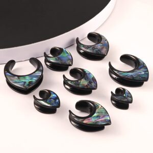 DOEARKO 2PCS Ear Gauges Fashion Conch Shell Saddle Ear Plugs Body Piercing Tunnels 316 Stainless Steel Hypoallergenic Earrings Plugs for Ears Expander Body Jewelry (25mm(1"), Black-Colorful)