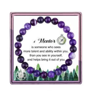 arhtf mentor gift mentor bracelet with compass charm mentor appreciation gifts for internship mentor leader boss coworker leaving gifts (purple mentor)