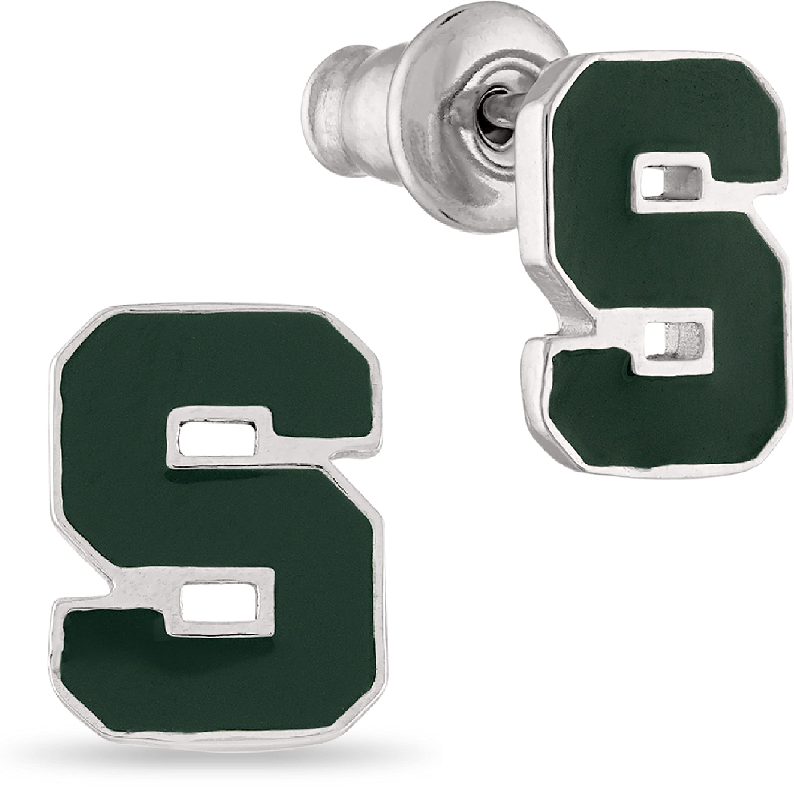 Stone Armory Michigan State Earrings - Block S Michigan State Earrings - Hypoallergenic Earrings for Sensitive Ears - Women's Michigan State Apparel