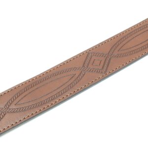 BC Belts Leather Belt Strap with Fancy Saddle Stitch Embossed Pattern 1.5" Wide with Snaps (Brown-S)