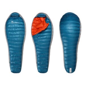 mountaintop down sleeping bag, 15 degree f 650 fill power backpacking sleeping bag - ultralight compact portable hiking camping sleeping bag with compression sack for adults, teen (800g-blue new)