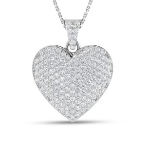 jenelia jewelers 1.25 to 3.00 ct. t.w. cluster diamond heart pendant necklace for women 925 sterling silver gold plated cubic zirconia cz jewelry (18" free silver chain) (1.25 ct (cluster heart_3))