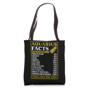 aquarius zodiac facts design - zodiac facts funny aquarius tote bag