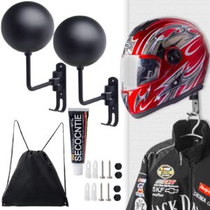 jcabin helmet holder 2 pack - versatile wall mount for motorcycle, hat, and rugby helmets - easy installation, rotatable design, and bonus storage bag