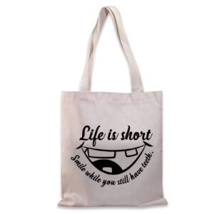 bdpwss dentist gift dentist tote bag for women dental hygienist gifts new dentist gift bag (smile teeth tg)