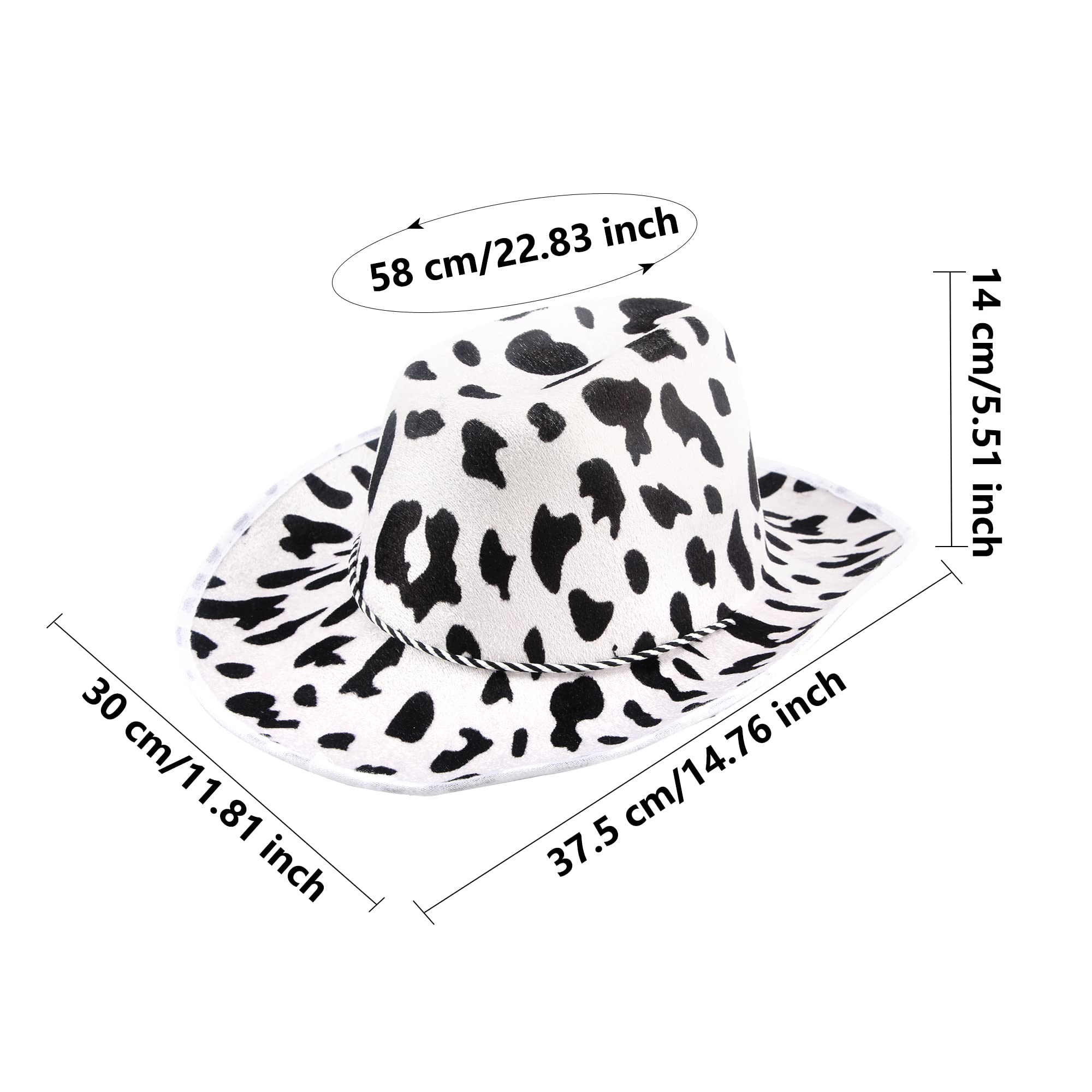 SGBETTER 4 Pack Cow Print Cowboy Hat Black and White Cow Pattern Rodeo Western Cowboy Hats for Cowboy Cowgirl Theme Party Halloween Cosplay Dress up Costume