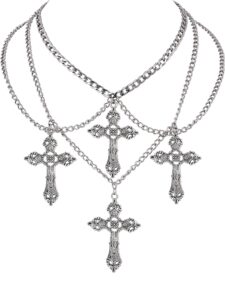 sacina gothic cross choker necklace, zinc alloy cross pendant, goth halloween christmas new year jewelry gift for women