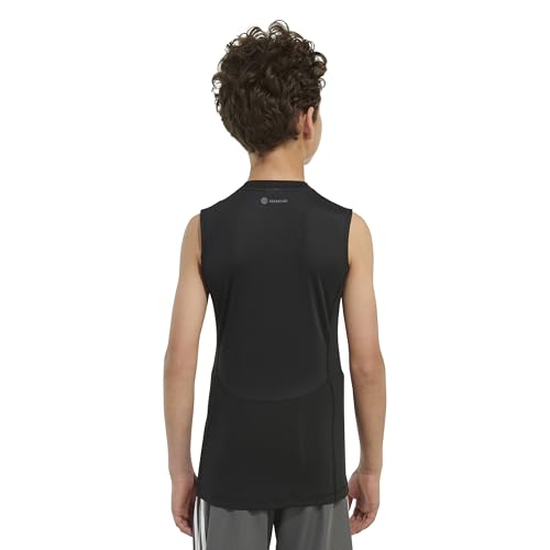 adidas Boys' Moisture Wicking Techfit Compression Shirt Sleeveless, Black, Medium (10/12)