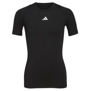 adidas Boys' Moisture Wicking Techfit Compression Shirt Short Sleeve, Black, Large (14/16)