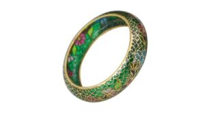 cloisonne bracelet for women jewelry transparent colorful wide wrist atmosphere bracelet (green, copper)