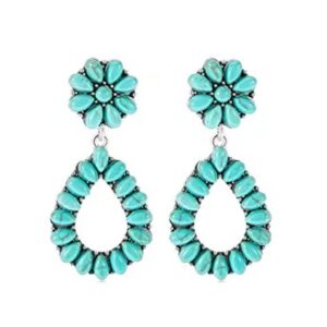 zhang shine turquoise earring bohemian style flowers dangle drop fashion vintage valentine women jewelry