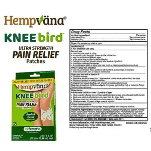 Hempvana Knee Bird Knee Relief Patch, FDA-Listed Doctor-Designed, AS-SEEN-ON-TV, Cool Numb Hemp Triple Action Technology Up to 8 Hours of Relief, Ergonomic Knee Design, Bends & Flexes When You Move