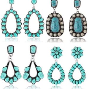 Zhang shine Turquoise Earring Bohemian Style Flowers Dangle Drop Fashion Vintage Valentine Women Jewelry