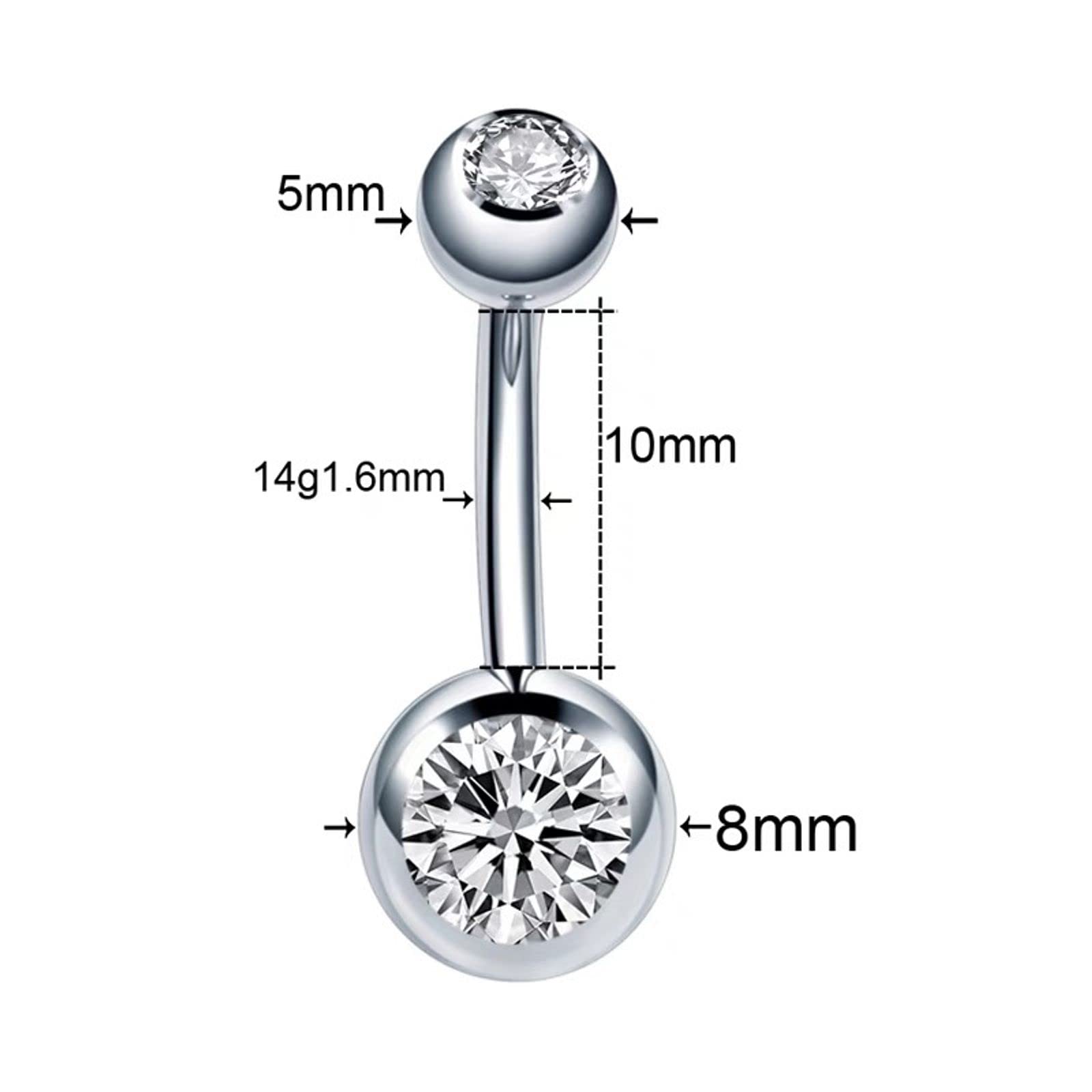 ZGWAUYYDS Belly Button Rings Surgical Stainless Steel for Women Pearl Belly Button Piercing Jewelry Barbell Stud Body Piercing (style 2)