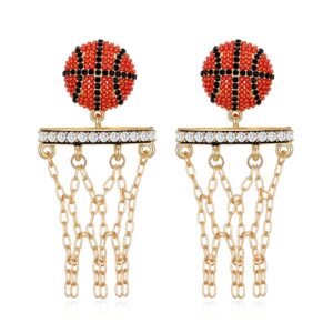 lilie&white cute basketball dangle earrings for women basketball jewelry for moms sport game earrings jewelry gold drop earrings