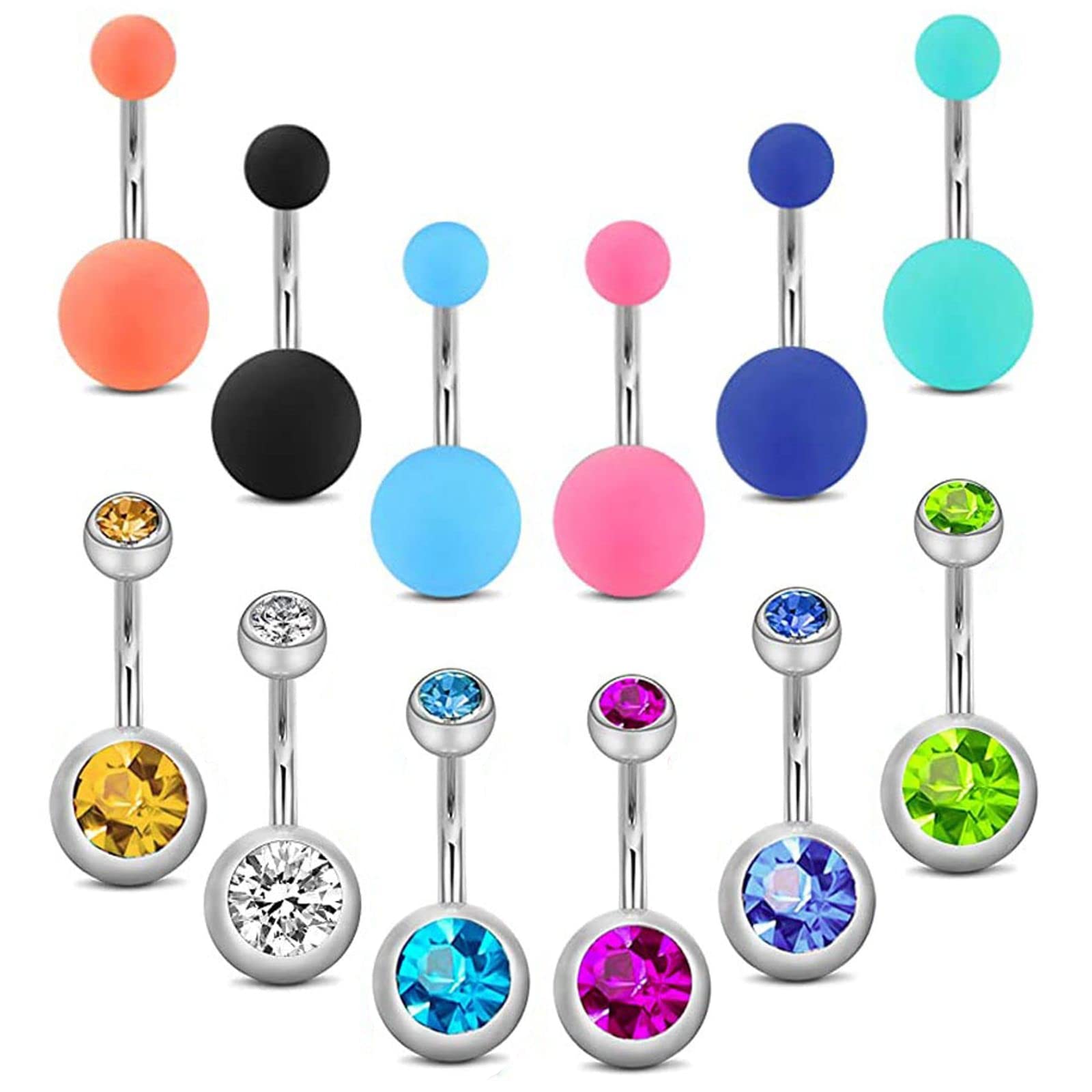 ZGWAUYYDS Belly Button Rings Surgical Stainless Steel for Women Pearl Belly Button Piercing Jewelry Barbell Stud Body Piercing (style 2)