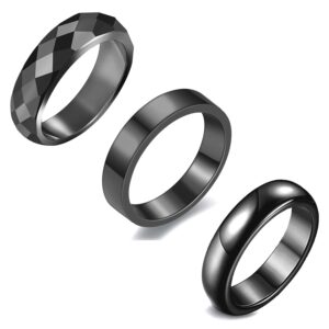 hematite rings for women anti-swelling black obsidian rings for women men (ring size 8)